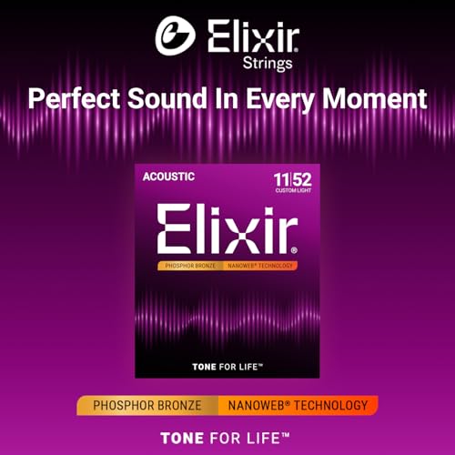 Elixir Strings Acoustic Phosphor Bronze Strings NANOWEB Coating, 6 ...