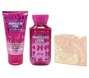 Amazon.com : Bath & Body Works Perfect In Pink Mini Body Cream and Body ...