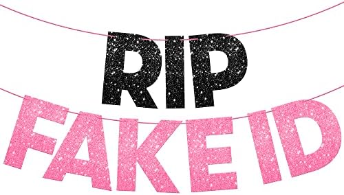 Amazon.com: 21st Birthday Decorations for Her, RIP FAKE ID Banner -Rose ...