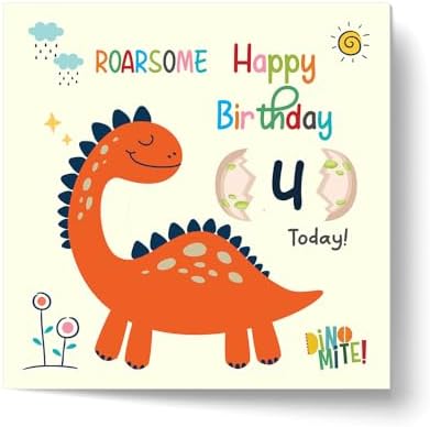 Papa Prints 4th Birthday Card Boy (145 x 150 mm) Happy Birthday Card ...