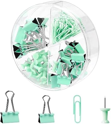 Jagowa 72PCS Binder Clips Set, Paper Clips, Push Pins, Bulldog Clips ...
