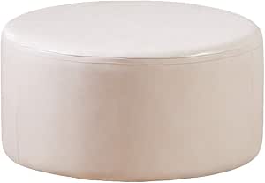 Amazon.com: Modern Round Ottoman Large Faux Leather Coffee Table ...