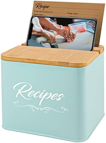 Amazon.com: Recipe Box With Cards And Dividers | Sage Green Recipe ...