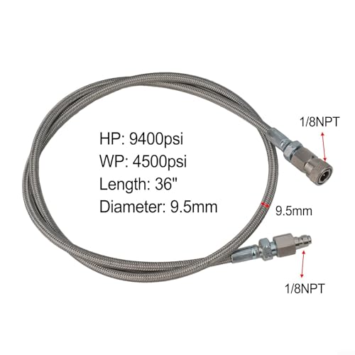 4500Psi Pcp Fill Whip Hose Extension, 36Inch Stainless Steel Air ...