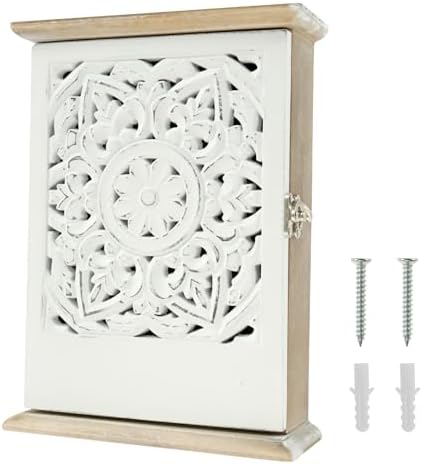 Amazon.com: Vintage Wooden Wall Key Cabinet Box with 6 Hooks ...