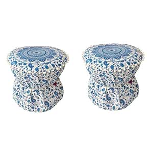 Buy Ateeg Handmade Rajasthani Mudda Bamboo Stool Cover Set of 2 ...