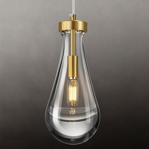 LIANGMH Raindrop Pendant Lights Kitchen Island Teardrop Gold Hanging ...