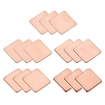 sourcing map 15 Pack 15 x 15mm Copper Pad Thermal Kit IC Chips Heatsink ...