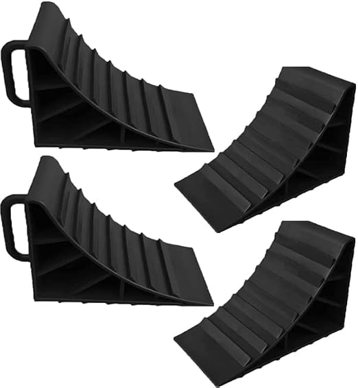 HowseHold Wheel Chocks With Handles Set of 4 Tyre Saver Brake Stoppers ...