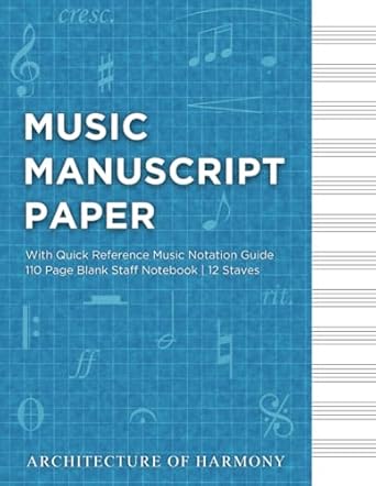 Music Manuscript Paper: Blank Sheet Music Notebook with 12 Staves ...
