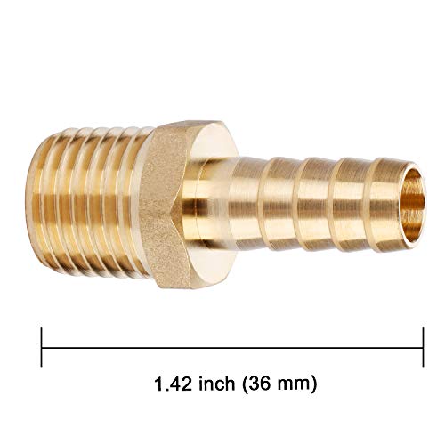 U.S. Solid Brass Hose Fitting, Adapter, 3/8" Barb x 1/4" NPT - Want It All