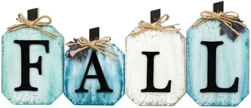 Amazon.com: YUJUN 4 PCS Fall Pumpkin Wooden Signs Decoration,Blue ...