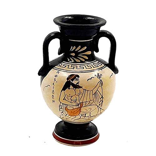Amazon.com: Attic white ground Greek Amphora Vase 13cm,God Poseidon ...