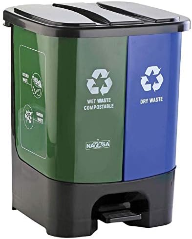 Nayasa 2 In 1 Dustbin - Dry Waste and Wet Waste Step-On Dustbin (33 ...