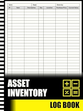 Amazon.com: Asset Inventory Log Book: Inventory Book Ideal for ...