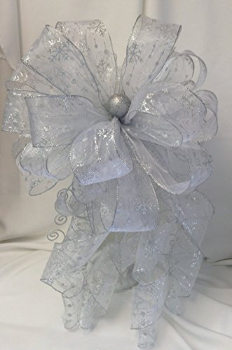 Amazon.com: Large Silver Tree Topper Bow - Free Shipping - Gift Bow ...