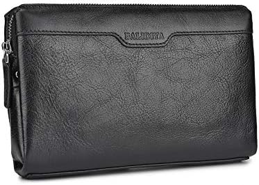 Amazon.com: BALIDIYA Men Clutch Bags Genuine Leather Purse Wallet Large ...