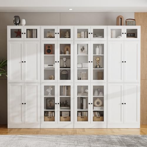 Amazon.com: VOWNER 85.5" Tall Wooden Bookshelf, Storage Cabinet with ...
