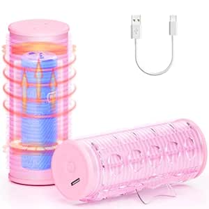 Amazon.com : Rechargeable Electric Hair Rollers, 2pcs Mini USB Heated ...