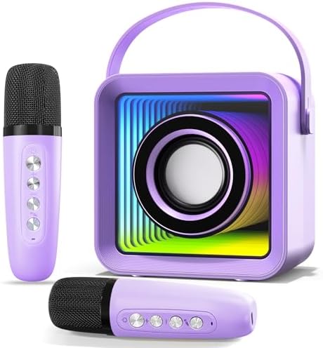Amazon.com: HUABAO Mini Karaoke Machine with 2 Wireless Microphones ...