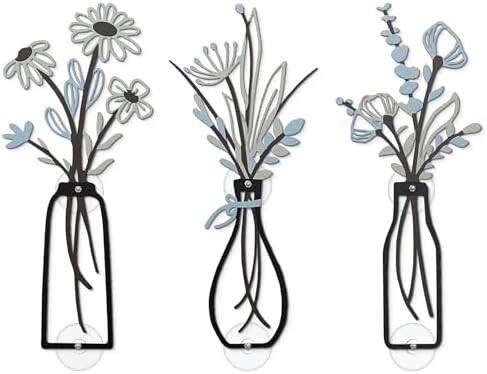 Amazon.com: ZHIWUJIA 3 Pieces Metal Flower Wall Decor - Boho Floral ...