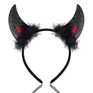 Amazon.com: TOPDAOYUN Glitter Devil Horns Headband, Black Fuzzy Devil ...