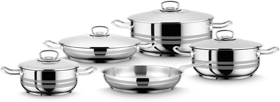 Badraig - Turkish Stainless Steel 18/10 Cookware Set - 9-Piece Ensemble ...