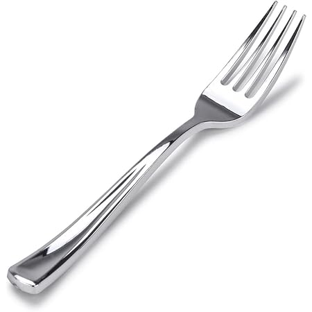Amazon.com: Silver Plastic Forks Premium Quality Disposable Silverware ...
