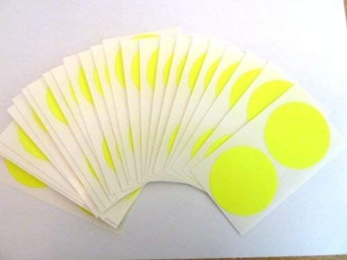50 Labels, 50mm Diameter Round, Fluorescent Yellow, Colour Code ...