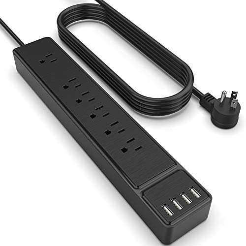 LSXD Extension Electrica, Regleta Multicontacto Enchufe con 6 Salidas y 4 Puertos USB, Conector ...