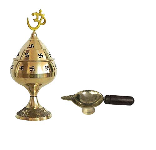 Buy Adhvik Combo of Brass (No.3) Jali Jyoti Deep with Stand with (2 No ...