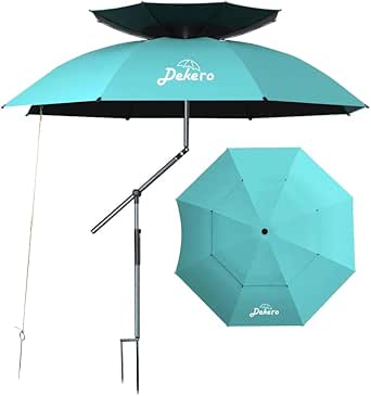 Amazon.com : Dekero 8ft Heavy Duty Beach Umbrella with Sand Anchor ...