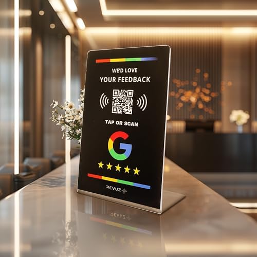 REVUZ Premium Acrylic Gooogle Review Standee | Instant review with NFC ...