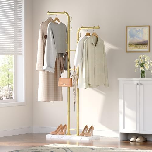 Amazon.com: YATINEY Gold Coat Hanger Stand, Floor Standing Coat Rack ...