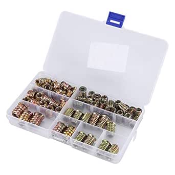 65Pcs Iron Threaded Insert Nut Hex Drive Flush Internal Threads Nut ...