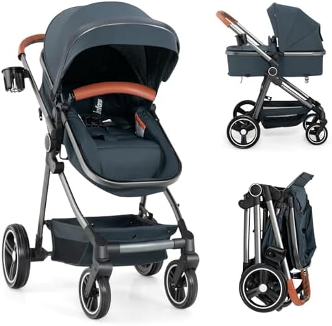 Amazon.com: INFANS 2 in 1 Baby Stroller, Newborn Convertible Stroller ...