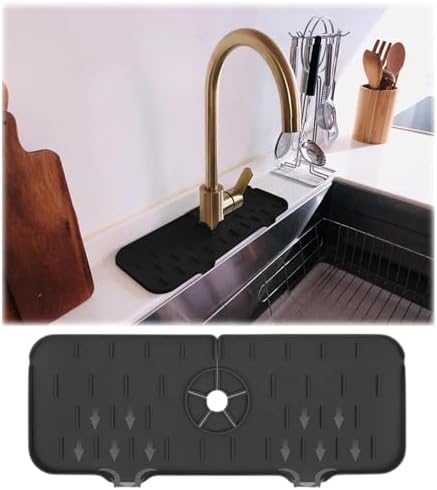Silicone Draining Mat, Kitchen Sink Splash Guard, 37cm*14.5cm Silicone ...