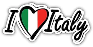 Amazon.com - I Love Italy Flag Slogan Sticker - Waterproof Vinyl Decal ...
