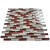 Volcano Red Crystal Glass Mosaic Wall Tile – Brick Pattern Glossy ...