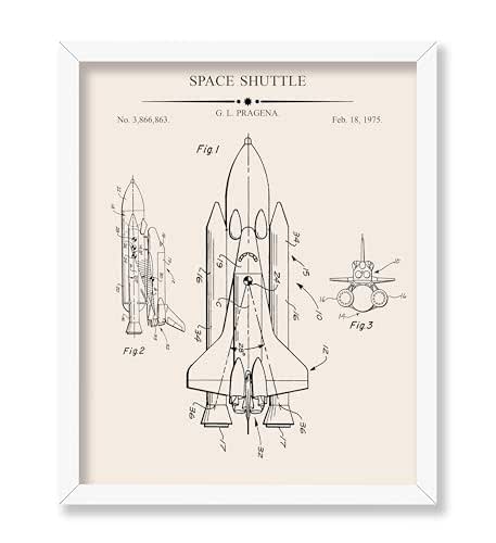 Amazon.com: Monem Art Space Shuttle Blueprint Poster - Space Rocket ...