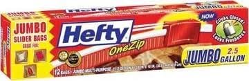 Amazon.com: Hefty - One Zip Click - 2.5 Gallon Jumbo Bags - 12 Ct ...