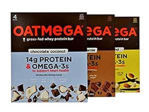 Amazon.com : Oatmega - Grass-Fed Whey Protein Bars, 4 Count (Pack of 3 ...