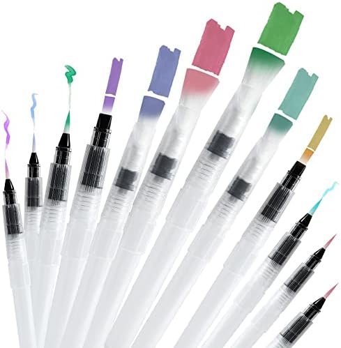 Water Coloring Brush Pens, Ohuhu Set of 6 Aqua Painting Brushes for ...