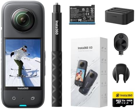 Insta360 X3 Ultimate Kit - Waterproof 360 Action Camera with 1/2" 48MP Sensors, 5.7K 360 Active ...