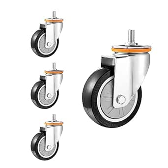 3 inch Swivel Caster Wheels for Funiture, M14 M16 Locking Threaded Stem ...