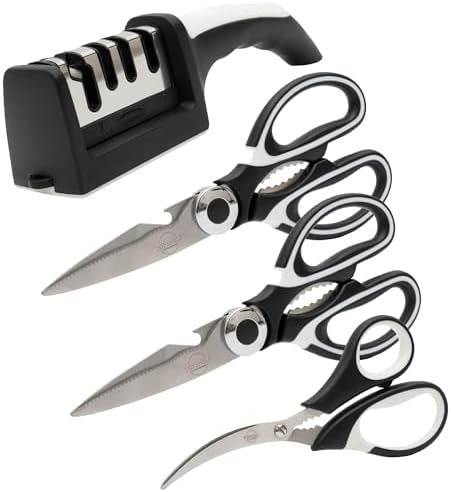 Amazon.com: Heavy Duty Kitchen Shears with Knife and Scissor Sharpener ...