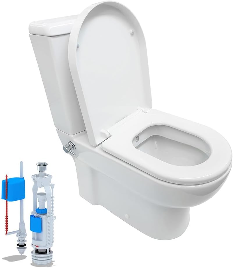 Taharet Combination Toilet with Hot/Cold Tap + Cistern + Lid + Flush ...