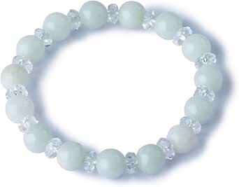 Amazon.co.jp: ABR0877 Itoigawa Natural Jade Bracelet, White x Crystal ...