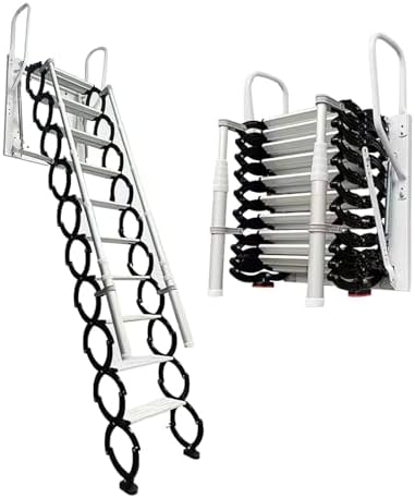 12FT Wall Mounted Attic Ladder Pull Down System, 12-Steps Attic ...