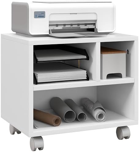 ETHU Multi-Storage Printer Stand, Fax Shelf，Wood Printer Table on Desk ...